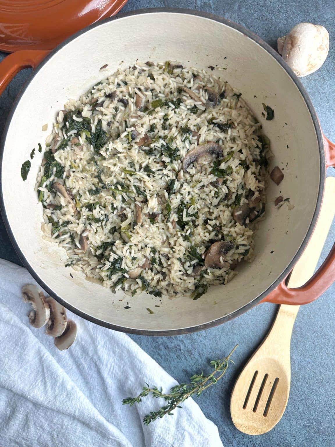 One-Pot Creamy Mushroom & Spinach Rice - Coined Cuisine