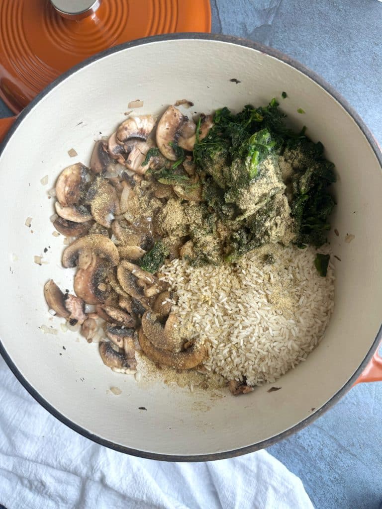 One-Pot Creamy Mushroom & Spinach Rice - Coined Cuisine
