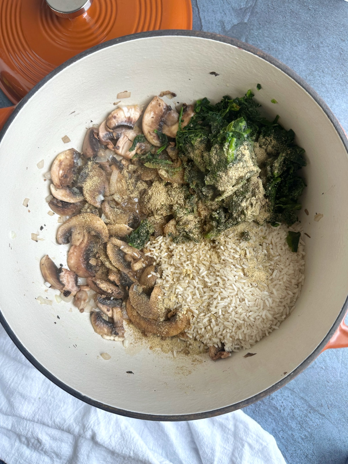 One-Pot Creamy Mushroom & Spinach Rice - Coined Cuisine